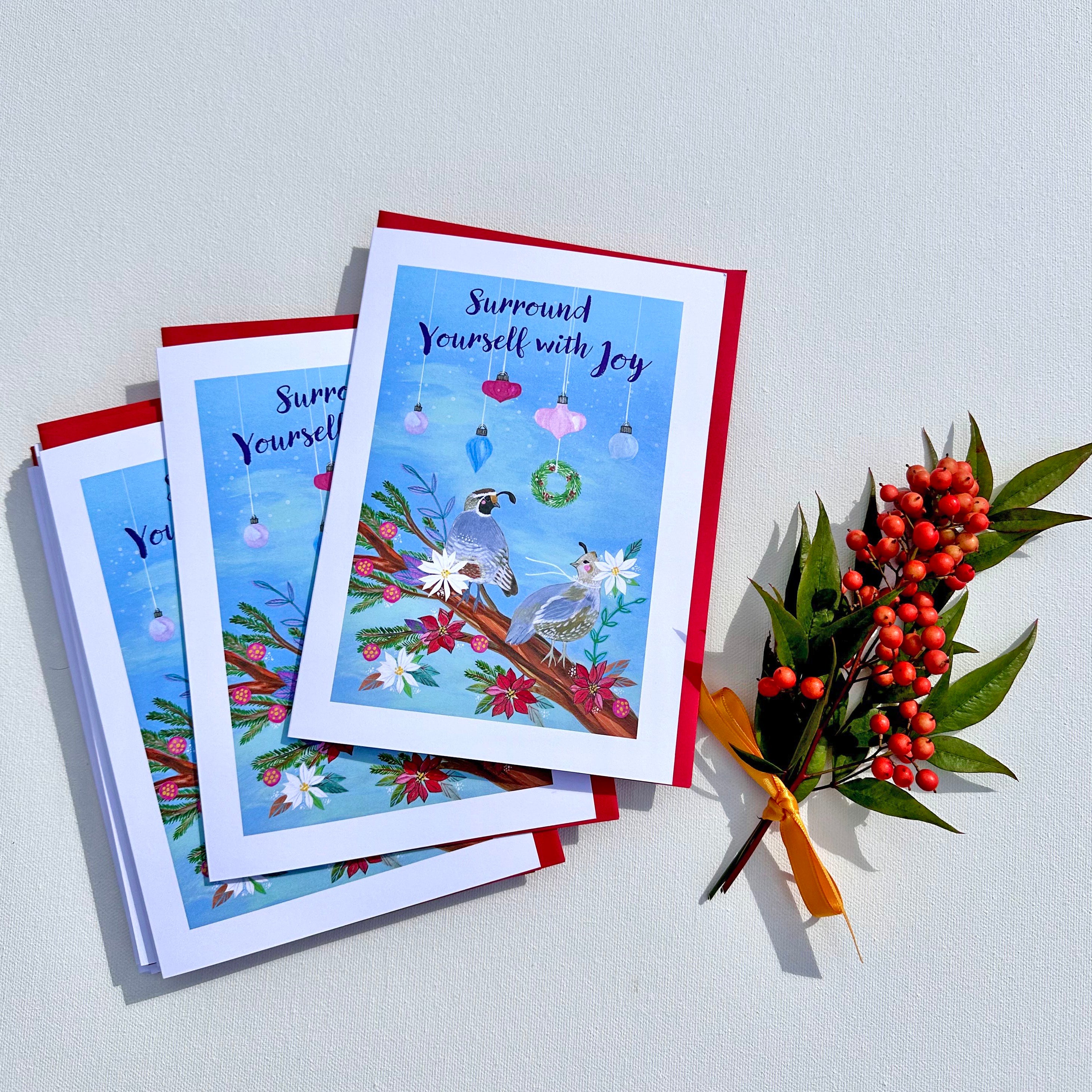 Holiday Card Set: 6 or 12 Cards: Surround Yourself with Joy – Lori Portka